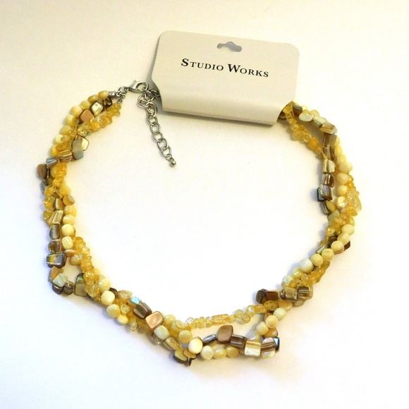 Studio Works | Jewelry | Nwt Triple Strand Gemstone Shell Necklace S21 ...